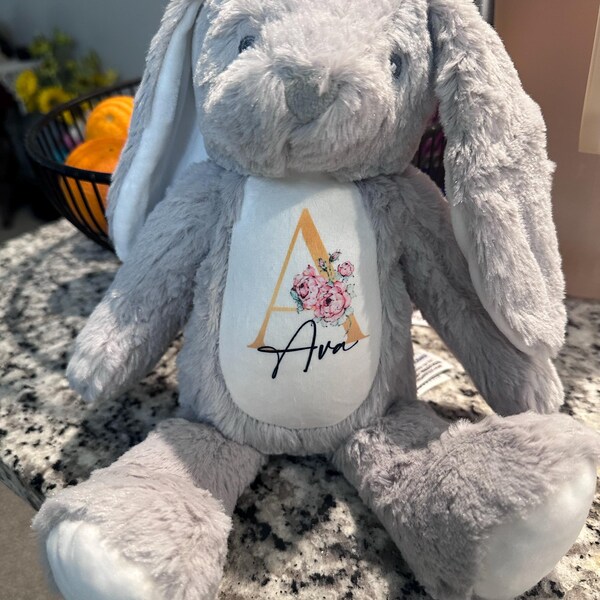 Personalised Bunny Rabbit, New Baby Gift, Personalised Plush Soft Toy ...