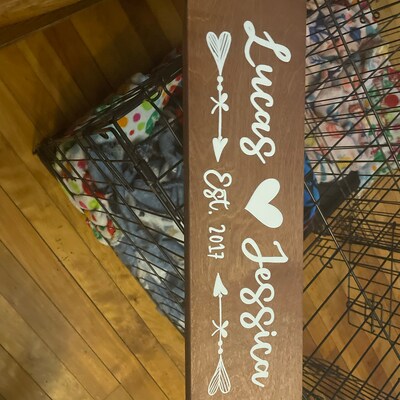 Romantic Couple Name EST Sign With Heart Arrows Personalized Custom ...