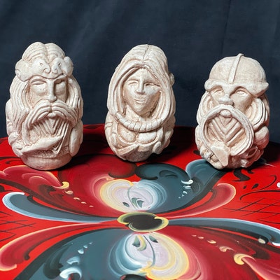 Set of 3 Norse Viking Gods Statues Odin Thor Freya - Etsy