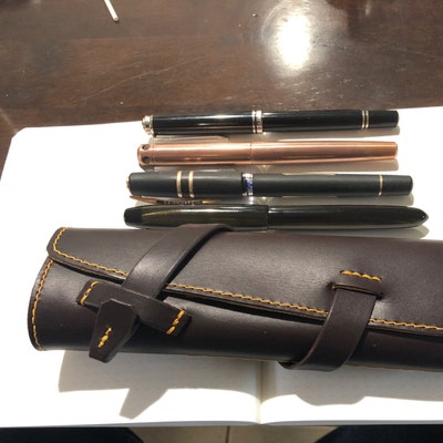 6 Pen Roll, Leather Pen Roll, Leather Pen Storage, Leather Pen Holder ...