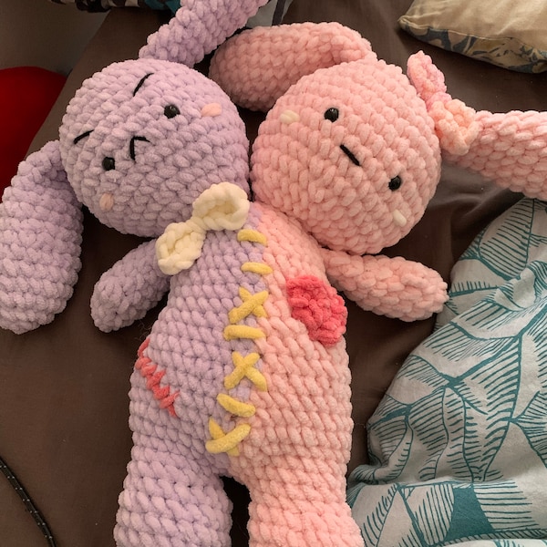 Crochet Pattern - Two Headed Plushie, Bunny, Bear, Halloween, Kawaii ...