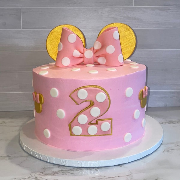 Edible Fondant Bow and Gold Ears Cake Topper - Etsy