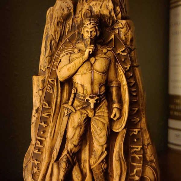 Hoenir Statue: Norse God Wood Carving, Viking Decor - Etsy