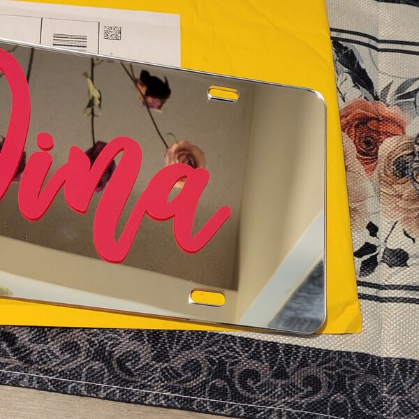 Personalized Mirror License Plate With Name, Nickname, or Company Logo ...