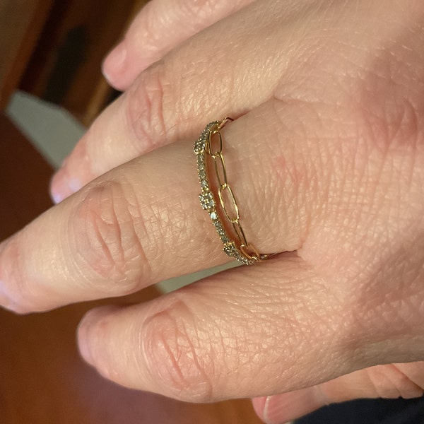 Paperclip Chain Ring | 14K Dainty Ring | Gold Filled Ring | Sterling ...