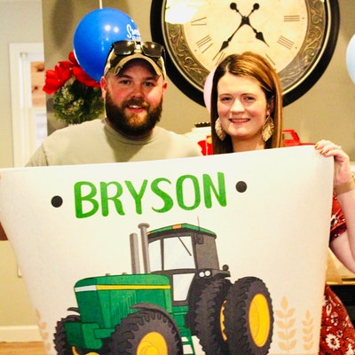 Personalized Tractor Rug Monogrammed Playroom Mat Customized Nursery ...