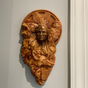 Manitou Native American Wood Sculpture, Wood Carved Wall Decor ...