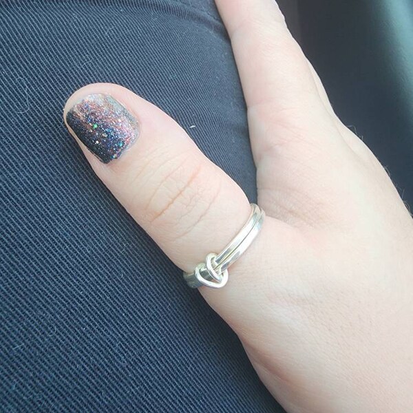 Sterling Silver Double Fidget Ring: Handmade Knot Bead Spinner Anxiety ...