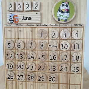 Wooden Perpetual Calendar Montessori Toys for Kids Learning Seasons ...