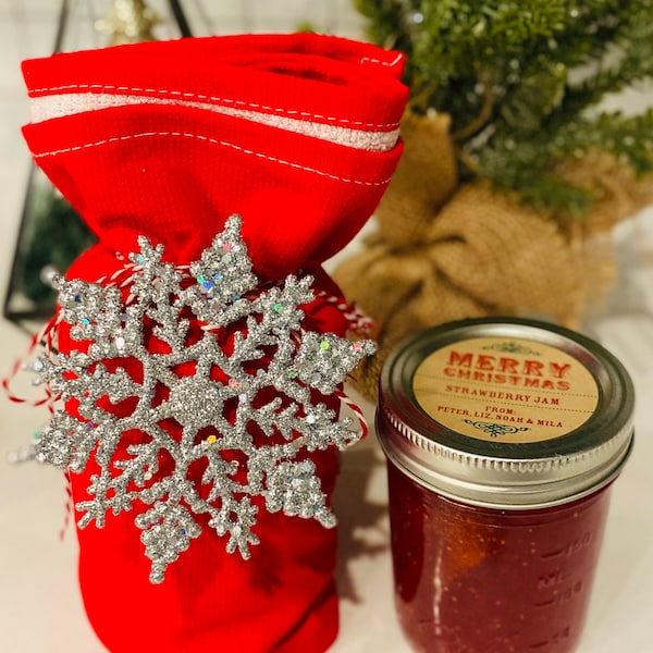 Custom KRAFT Merry Christmas Canning Jar Labels, Round Holiday Gift ...