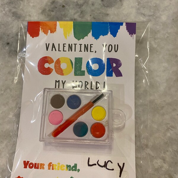 Valentine Cards for Kids, PRINTED Color My World Valentines, Valentine ...