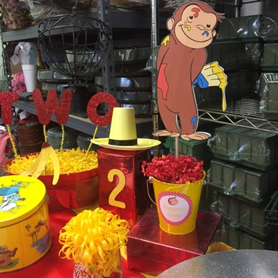 Curious George Centerpieces, Yellow, Red and Blue, Curious George ...