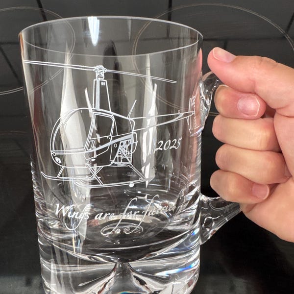 Personalised Robinson R22 Helicopter Glass Tankard - Choose Tankard ...