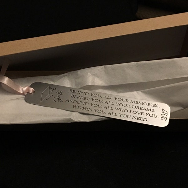 Graduation Bookmark, Engraved Aluminum Bookmark, Inspirational Quote ...