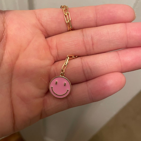 Smiley Face Necklace, 18K Gold Filled, Gold Smile Face Necklace, Gold ...