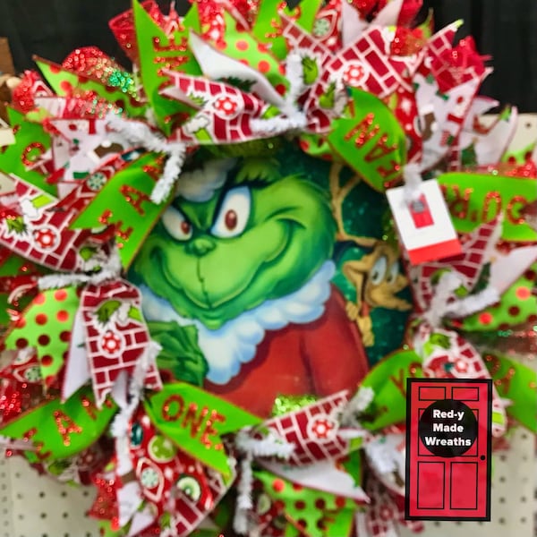 Grinch, Metal Wreath Sign, Door Decor, Round Wreath Sign. Now Taking ...