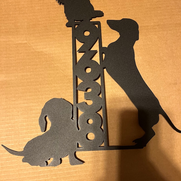 2 Smooths and a Long Ween Dachshund Lovers Custom House Number, Doxie ...