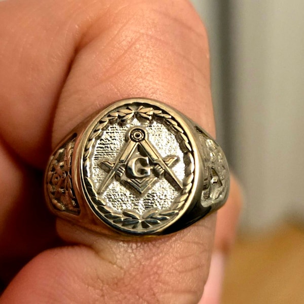 Gold and Silver Freemason Signet Ring for Men Master Mason Jewelry Gift ...
