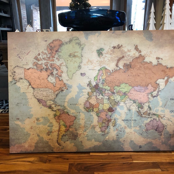 Vintage Push Pin World Map Personalized World Map Vintage Push Pin ...