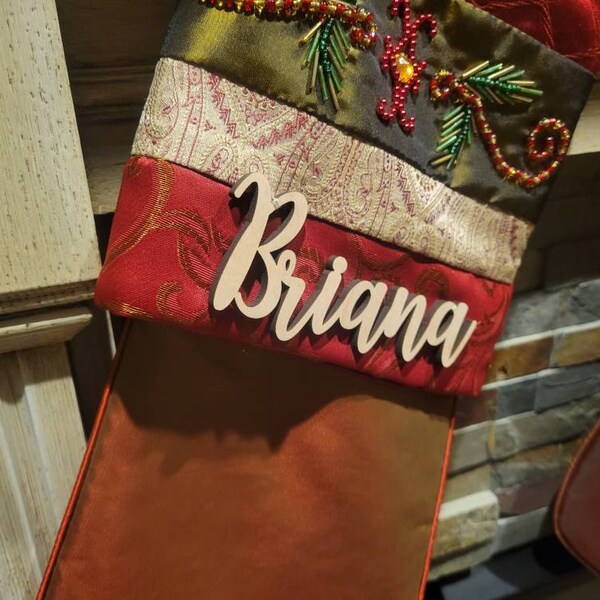 Christmas Stocking Name Tag Signs Kids, Custom Childrens Wooden SMALL ...