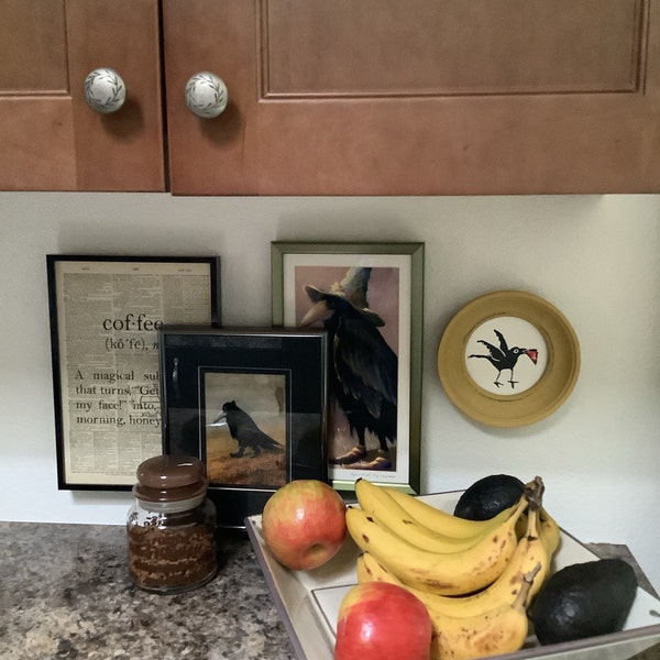 Crow and Pizza Block Print-linocut - Etsy