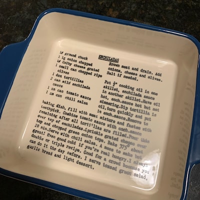 Handwritten Dish With YOUR Handwriting personalized Casserole Pan ...