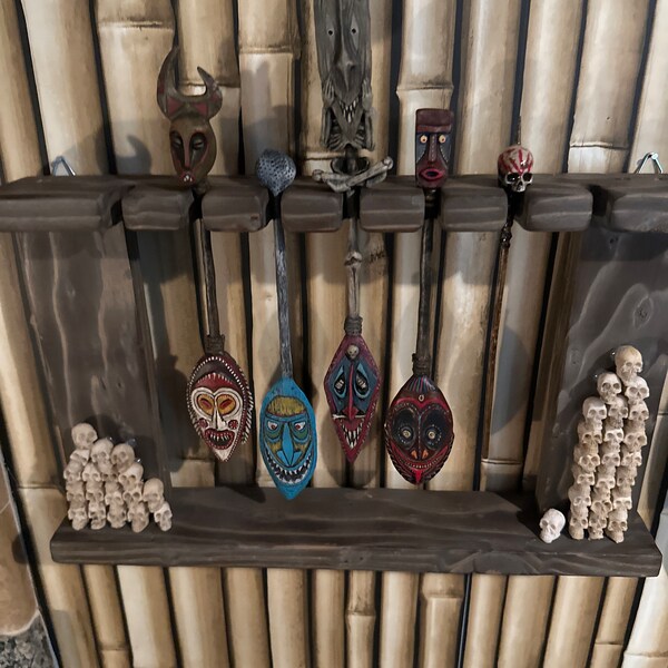 Tiki Swizzle Sticks, Moai and the Cannibal Handmade and Painted Paddle ...