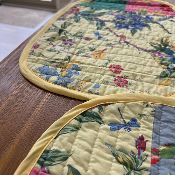 Floral Patchwork Quilted Placemats - Set of 6 Cotton Table Mats - Etsy