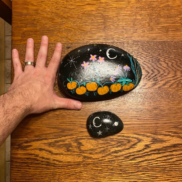 Large Painted Rock Decorated With Fantasy Flowers and a Cute Garden ...
