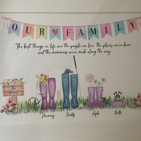 Family Welly Boot Print, Family Welly Picture, Welly Boot Picture ...