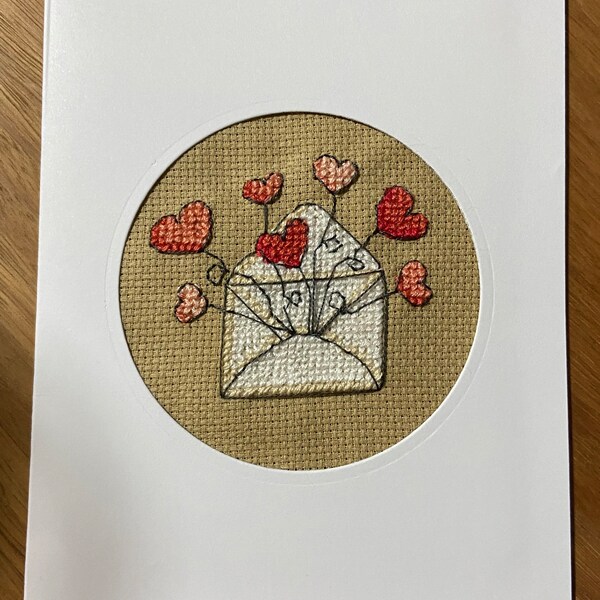 Mini Envelope of Hearts Cross Stitch Pattern for Valentines Day ...