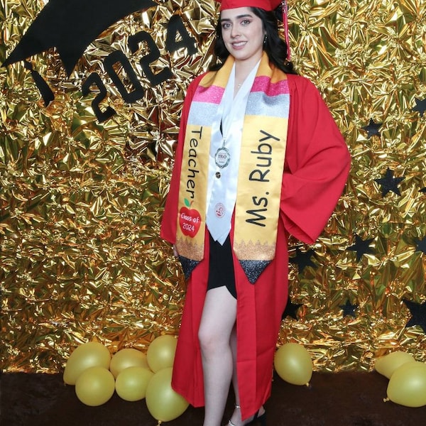 Personalized Teacher Pencil Graduation 2025 Stole , Best Gift for ...