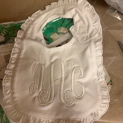 Monogram Baby Bib White Monogram Ruffle Baby Bib Baby Bibs Bibs ...