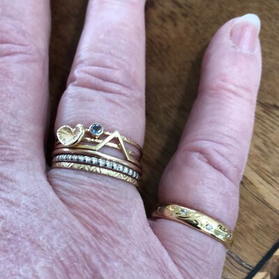 14k Gold Bohemian Ring, Rustic Wedding Ring, Thin Gold Ring, Dainty 14k ...