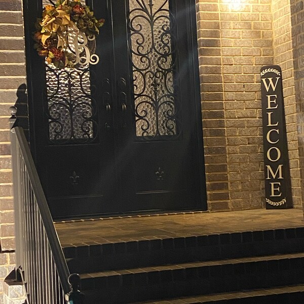 Welcome Sign for Front Porch With 3d Laser Cut Letters and Laurels ...