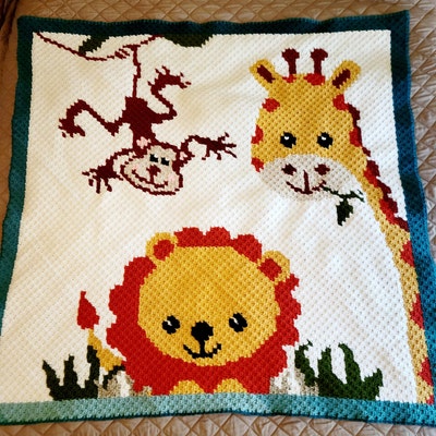 Graphgan Pattern Corner to Corner C2C SC Pink Goodnight Teddy Bear Moon ...