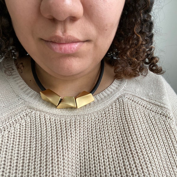 Gold Bib Necklace, Bold Statement Necklace, Abstract Necklace - Etsy
