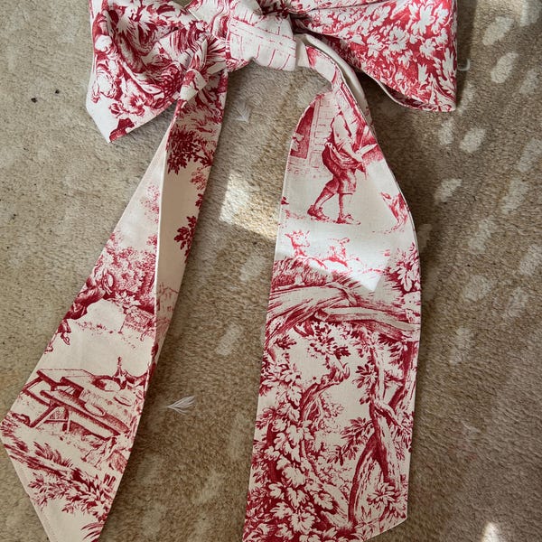 Cardinal Red Toile Holiday Wreath Sash for Front Door, Custom Monogram ...