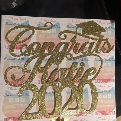 Graduation Cake Topper, Grad Cake Topper, Graduate Decoration, Gold ...