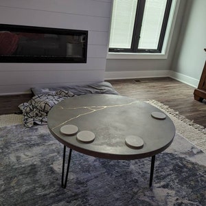 Concrete Kintsugi Round Coffee Table - Etsy