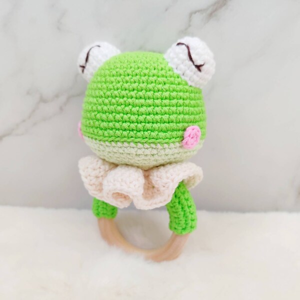 PATTERN ONLY: Frog Baby Rattle | Frog Amigurumi Toy | Frog Toy Tutorial ...