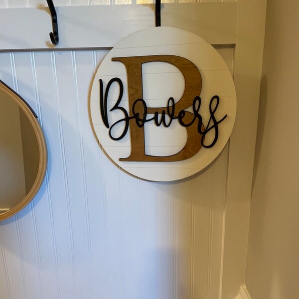 Custom Family Monogram Sign, Round Monogram Sign, Family Name Sign ...