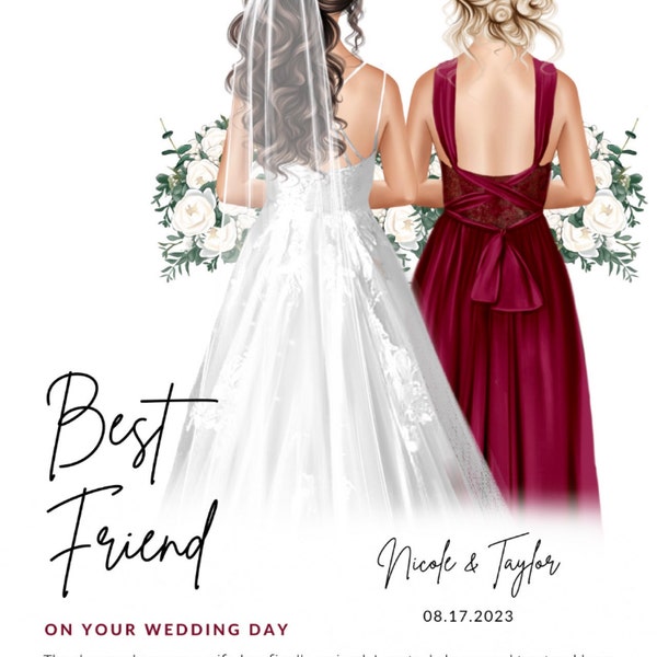 Wedding Gift for My Best Friend Printed Poem, Personalised A4 Unframed ...