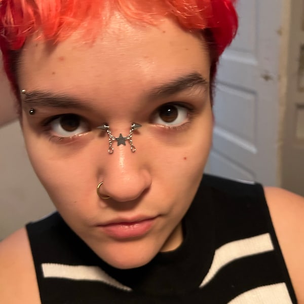 Bridge Piercing Jewelry, Nose Jewelry With Chain and Star - Etsy