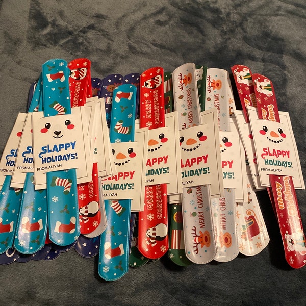 Printable Christmas Slap Bracelet Tag: Classroom Gift (PDF) - Etsy