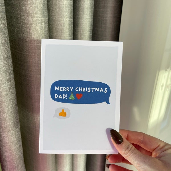 Merry Christmas Dad Thumbs up Card, Funny Dad Christmas Card, Dad Text ...