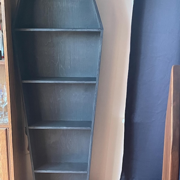 52 Inch Coffin Bookshelf, Goth, Spooky, Home Decor, Bookcase, Mystic ...