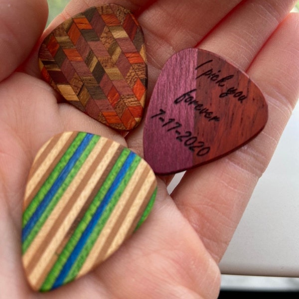 Hand Made Wooden Guitar Pick - Multi-wood Guitar Pick - Custom Guitar ...