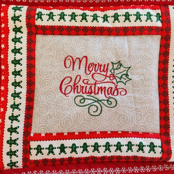 Merry Christmas Embroidery Design #3 - 6 Sizes 10 Formats Dst Exp Jef ...