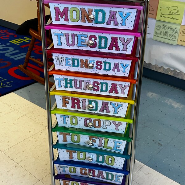 Groovy Classroom Decor | 10 Drawer Cart Labels - Etsy